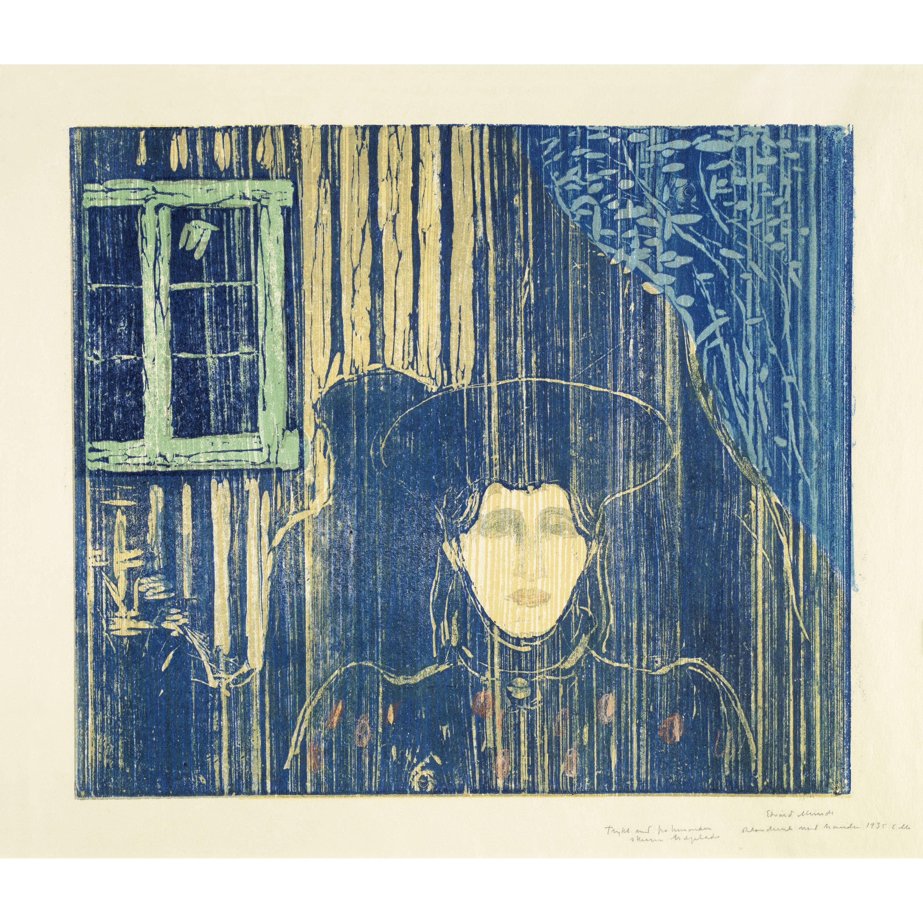 Edvard Munch : Mondschein I, 1896, vom Künstler von Hand überarbeitet ...