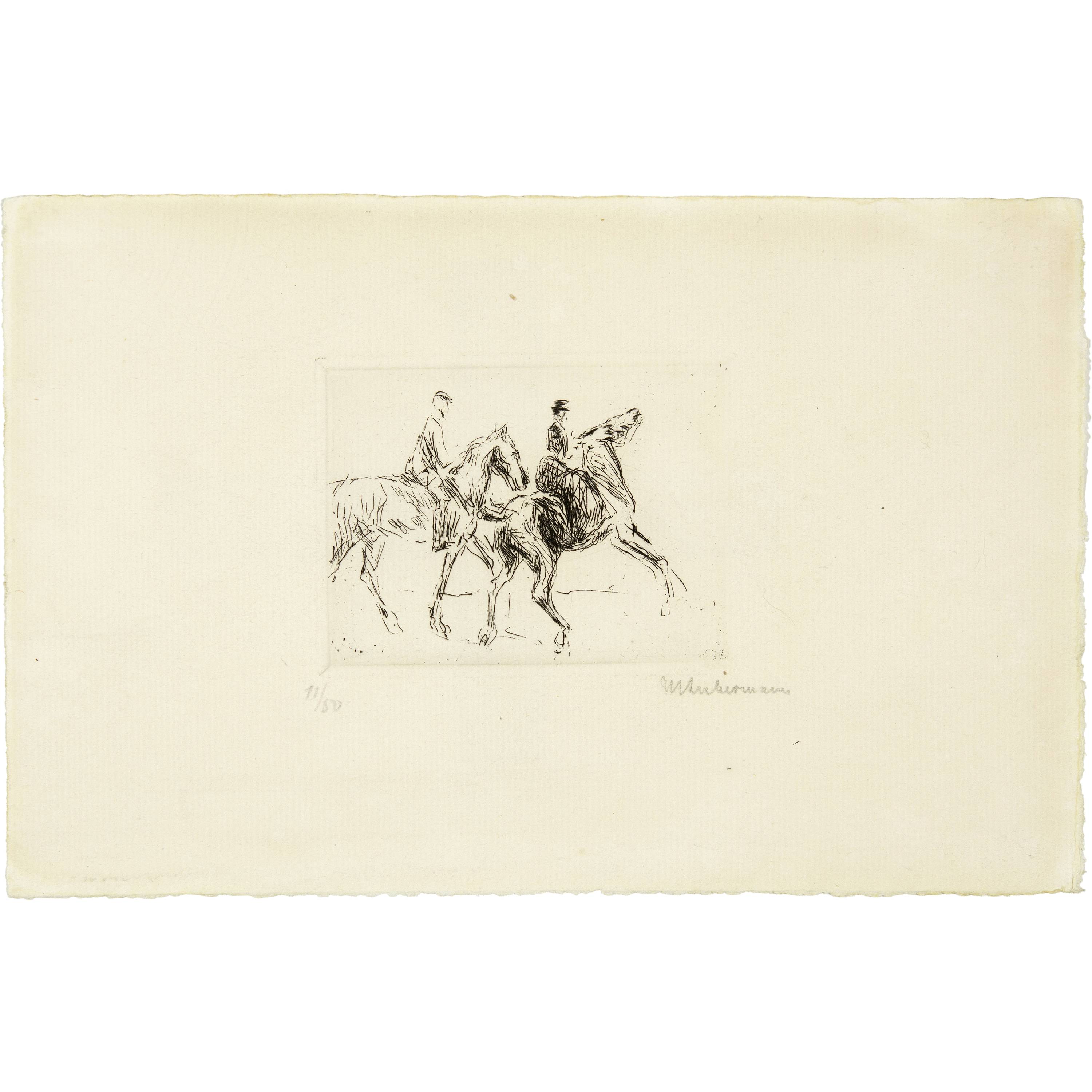 Max Liebermann : Junge Hirtin. - Steigende Pferde. - Reiter ..., 1894, 1910 und 1911 | Galerie ...