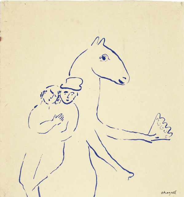 Marc Chagall : Repos du couple sur le cheval à l'éventail, Um 1925 ...