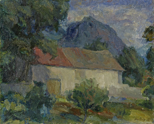 Walter Helbig : Haus mit rotem Dach, 1916 | Galerie Kornfeld Auktionen Bern