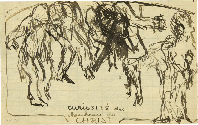 Louis Soutter : Curiosité des chercheurs du Christ - verso: ..., 1923 ...