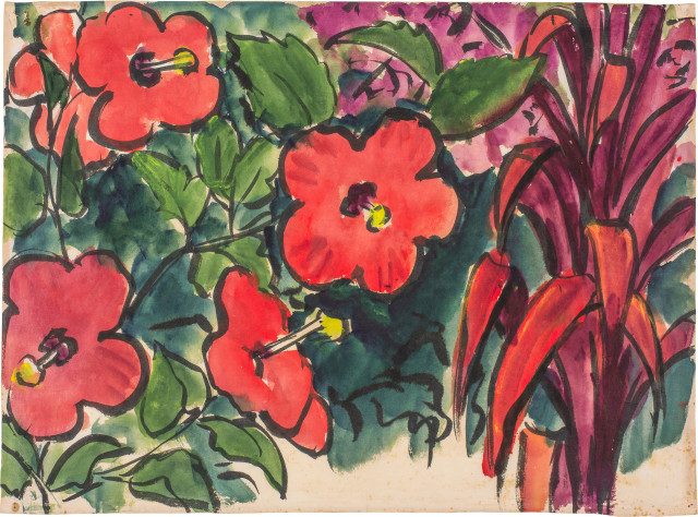 Emil Nolde : Rote Blüten, Hibiskus , 1913-1914 | Galerie Kornfeld ...