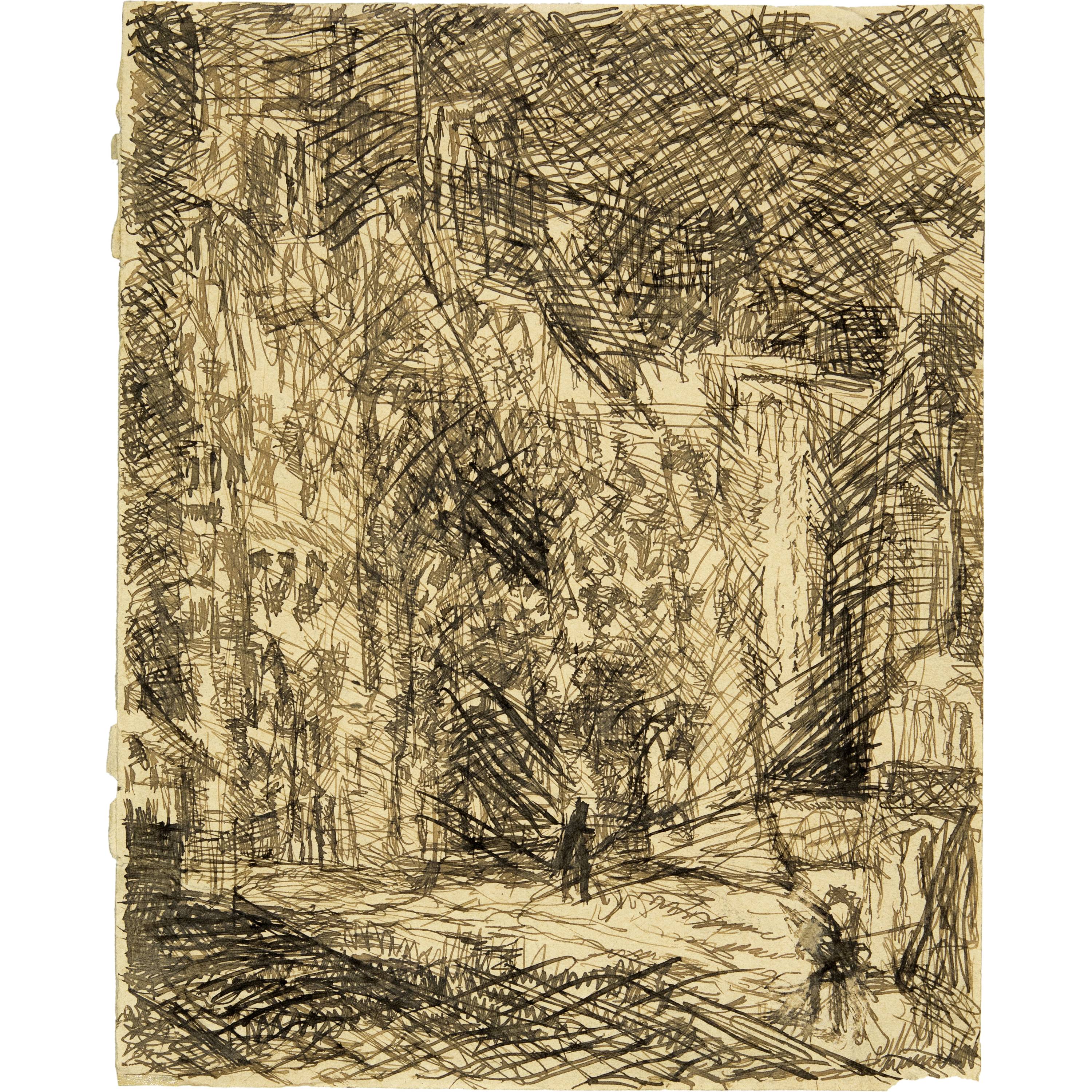 Louis Soutter : L'église folle - Rückseite mit Text ( ..., 1923-1930 ...