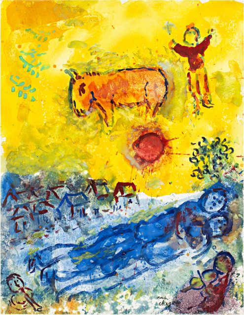 Marc Chagall : Repos sous le ciel jaune, circa 1982 | Galerie Kornfeld ...