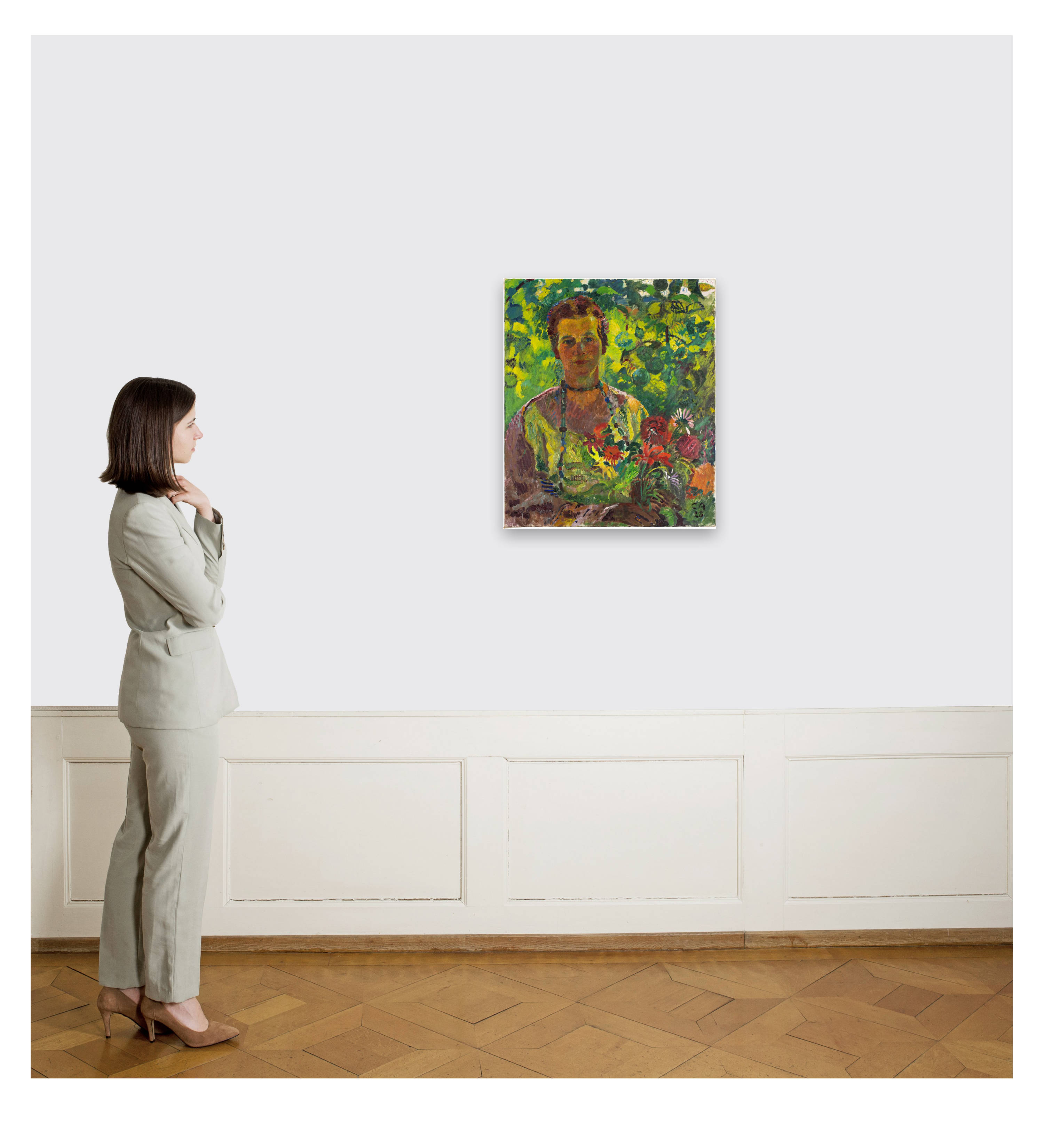 Cuno Amiet : Anna Amiet mit Blumen im Garten, 1928 | Galerie Kornfeld ...