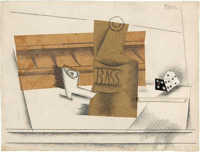 Pablo Picasso : Pipe, bouteille de Bass, dé, Anfang 1914 | Galerie ...
