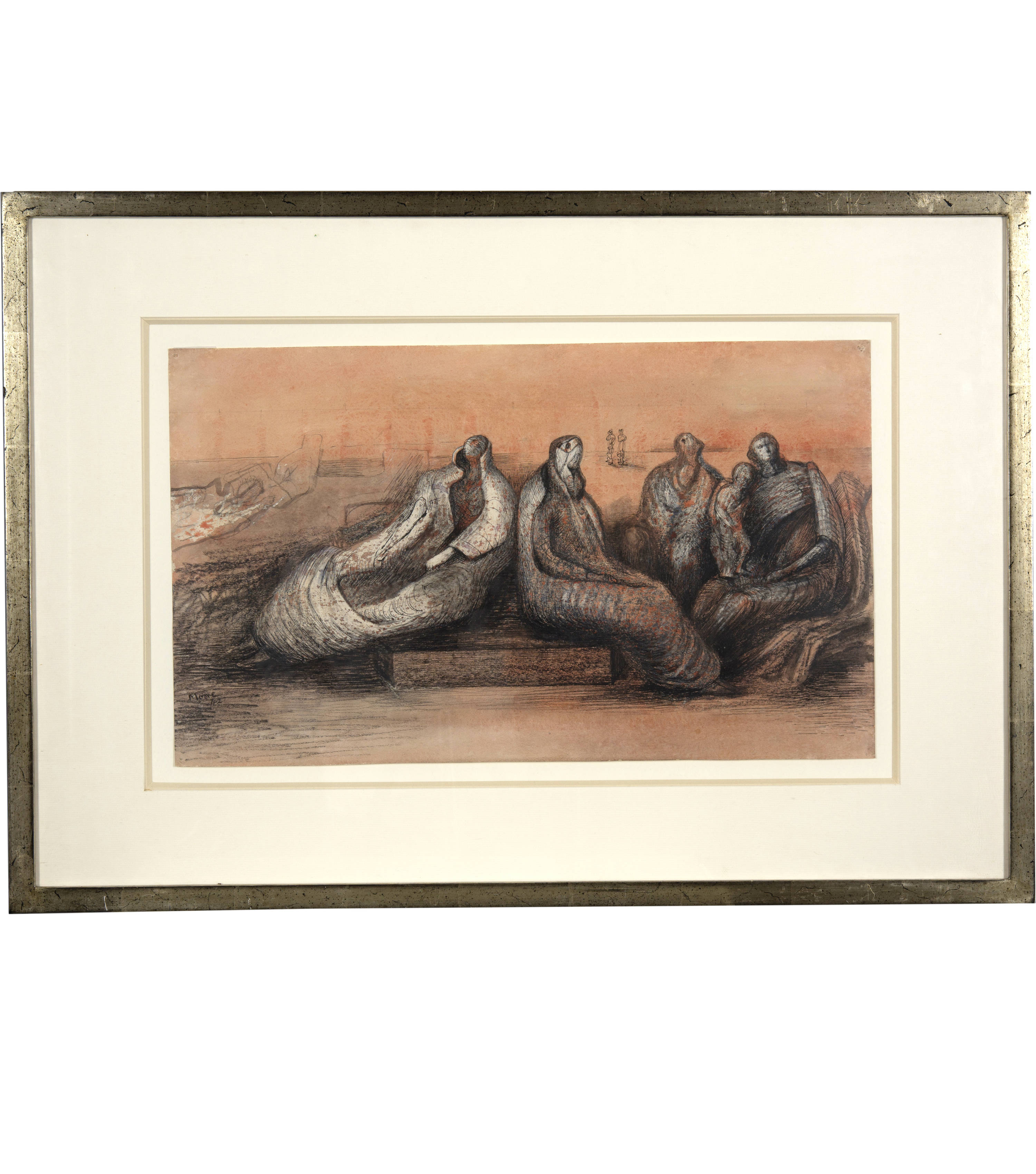 Henry Moore : Group of Seated Figures (Shelter Drawing) , 1942 ...