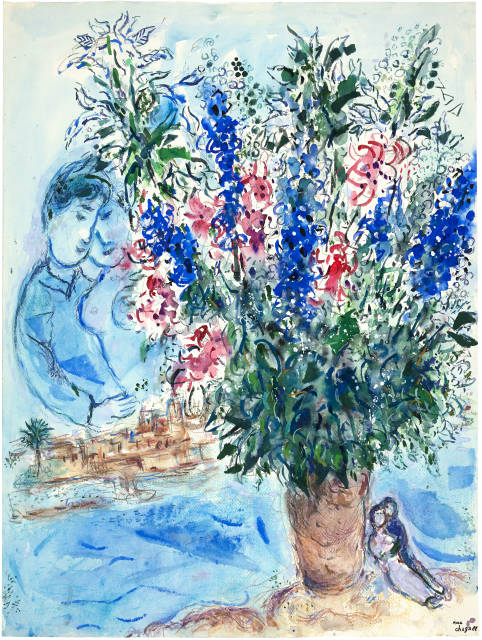 Marc Chagall : Grand bouquet au Cap d'Antibes , 1969 | Galerie Kornfeld ...