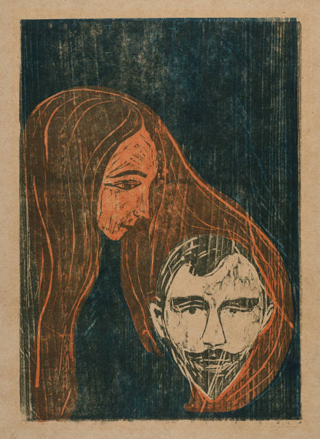Edvard Munch : Männerkopf in Frauenhaar - Man's Head in ..., 1896 ...